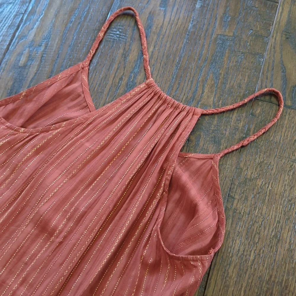 Anthropologie | Dresses | Anthro I Nwot Rust Terra Cotta Gauze Tiered ...